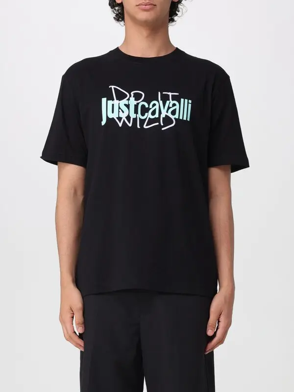 Just Cavalli Cotton T-shirt With Logo - Black