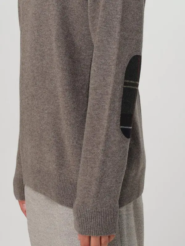 Barbour Jumper With Tartan Elbow Patches