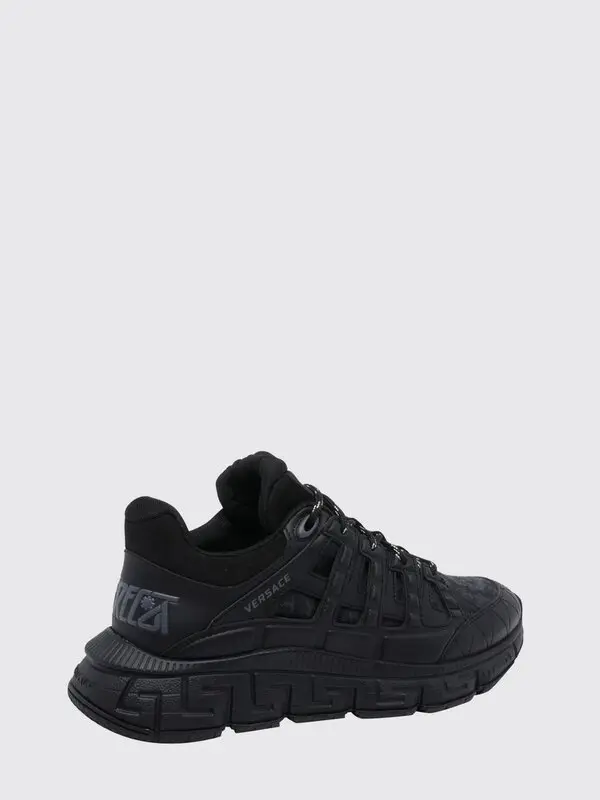 Versace Trigreca Baroque Leather And Canvas Sneakers