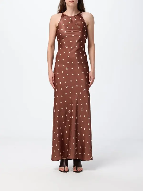 MC2 SAINT BARTH Long Silk Polka Dot Halterneck Dress - Dark