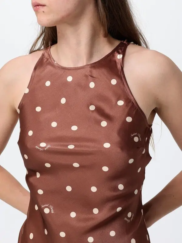 MC2 SAINT BARTH Long Silk Polka Dot Halterneck Dress - Dark