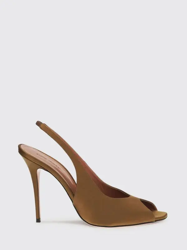 Amina Muaddi Kristina Silk Satin Slingback Sandals - Coffee