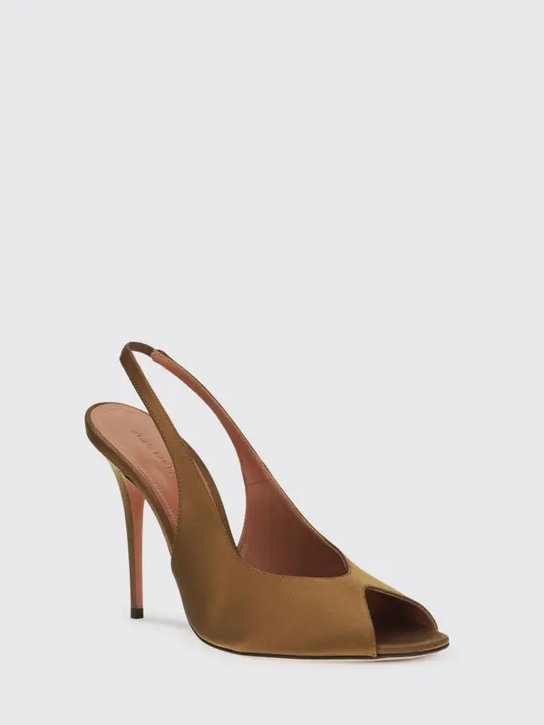 Amina Muaddi Kristina Silk Satin Slingback Sandals - Coffee