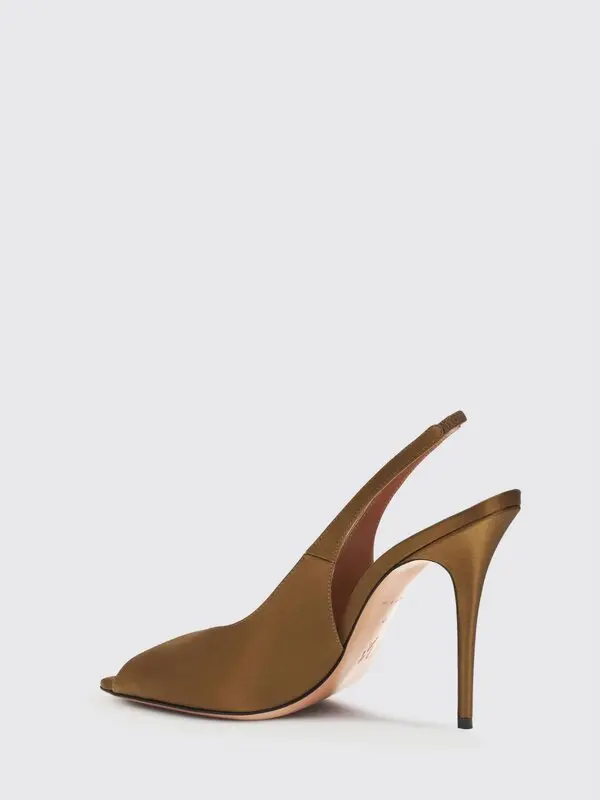 Amina Muaddi Kristina Silk Satin Slingback Sandals - Coffee