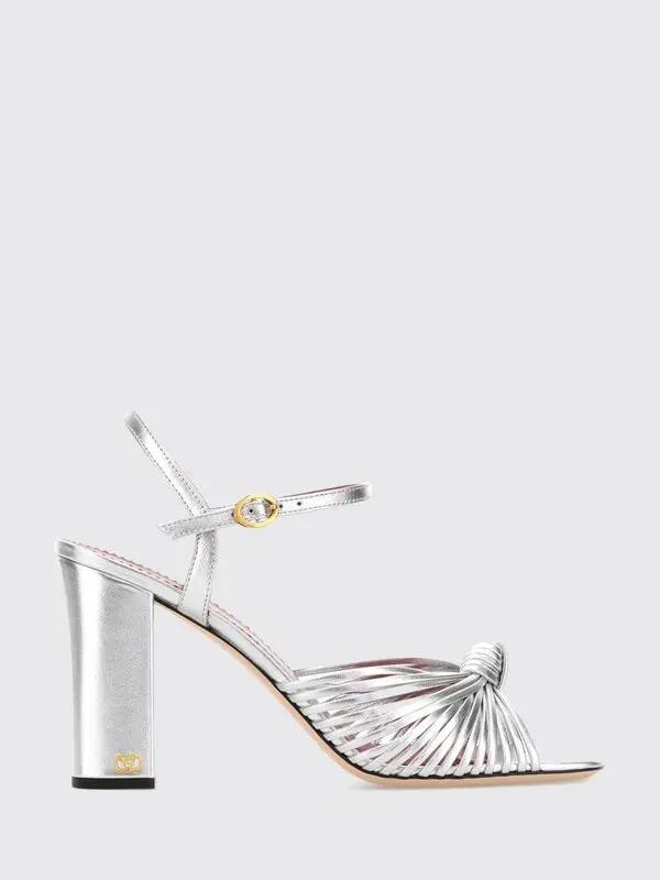 Valentino Garavani Annet Laminated Leather Sandals - Silver