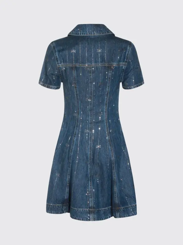 SELF-PORTRAIT Embellished Denim Mini Dress