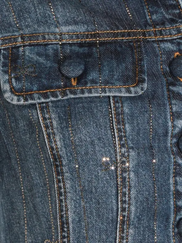 SELF-PORTRAIT Embellished Denim Mini Dress