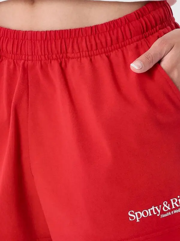Sporty & Rich Cotton Jogging Shorts With Contrasting Embroidered Logo