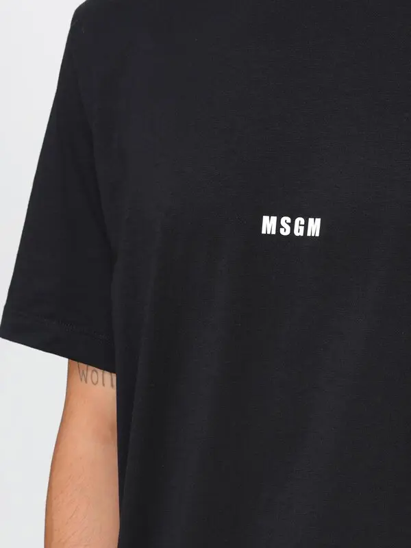 MSGM Cotton Short Sleeve T-shirt - Black
