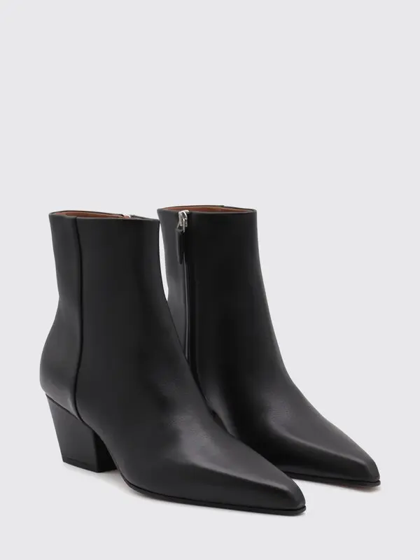 Paris Texas Calf Leather Western Ankle Boots - Black