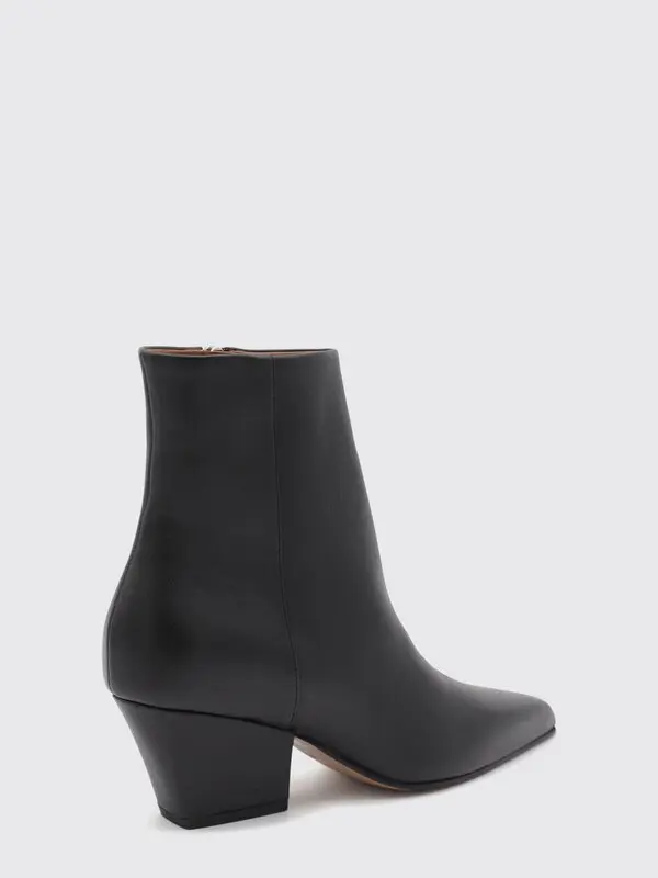 Paris Texas Calf Leather Western Ankle Boots - Black
