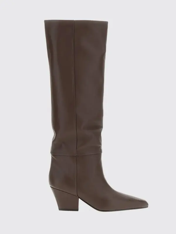 Paris Texas Jane Calf Leather Western Ankle Boots With Chunky Heel - Brown