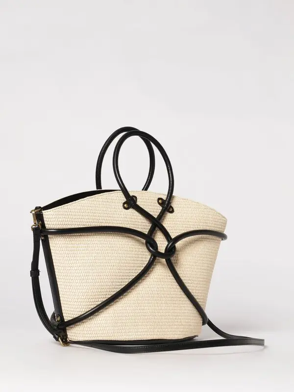 Just Cavalli Leather And Raffia Handbag