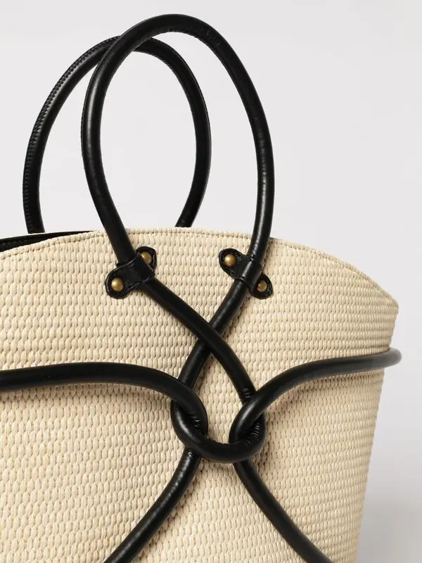 Just Cavalli Leather And Raffia Handbag
