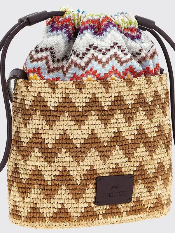 Missoni Zigzag Raffia And Cotton Bucket Bag