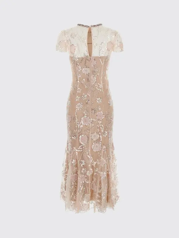 SELF-PORTRAIT Sequin-embroidered Mesh A-line Midi Dress