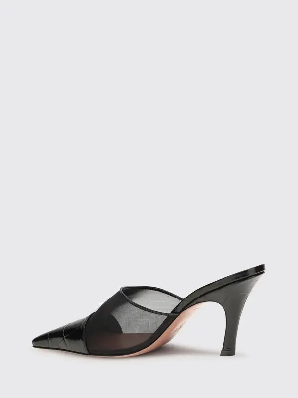 Amina Muaddi Jamie Mules In Mesh Nylon And Crocodile Print Leather