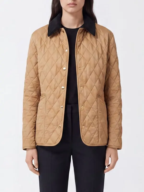 Burberry Quilted Jacket With Velvet Collar - Brown