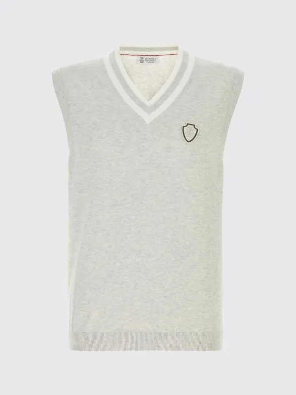 Brunello Cucinelli Cotton Knit Vest With Crest
