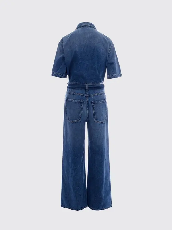 ICON DENIM LOS ANGELES Short-sleeve Belted Denim Jumpsuit