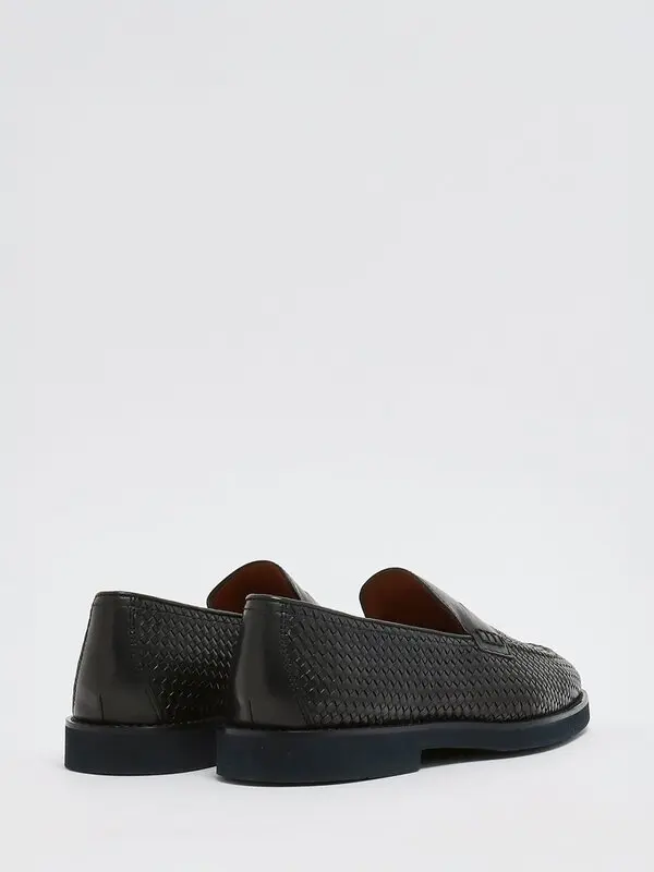 DOUCAL'S Penny Braided Leather Loafers
