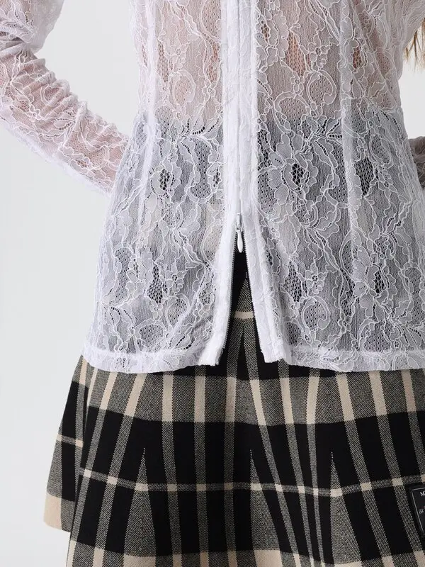 MSGM Lace Zip-up Shirt - Butter