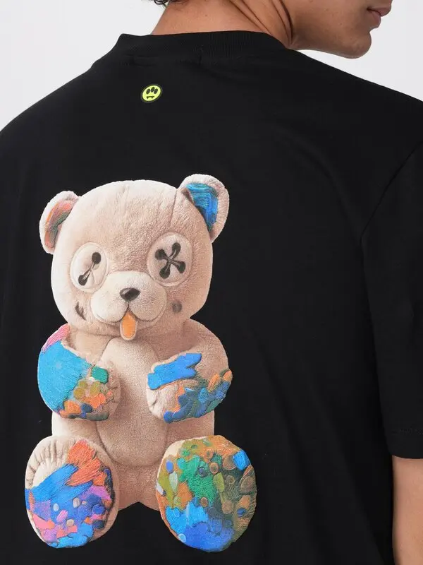 BARROW Cotton T-shirt With Teddy Print - Black