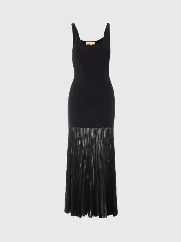 Michael Kors Long Square-neck Sheath Gown With Pleated Skirt
