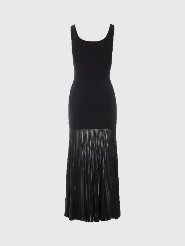 Michael Kors Long Square-neck Sheath Gown With Pleated Skirt