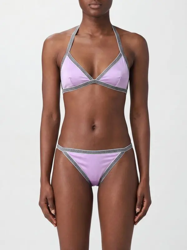 Versace Triangle Bikini Top With Iconic Greca Print