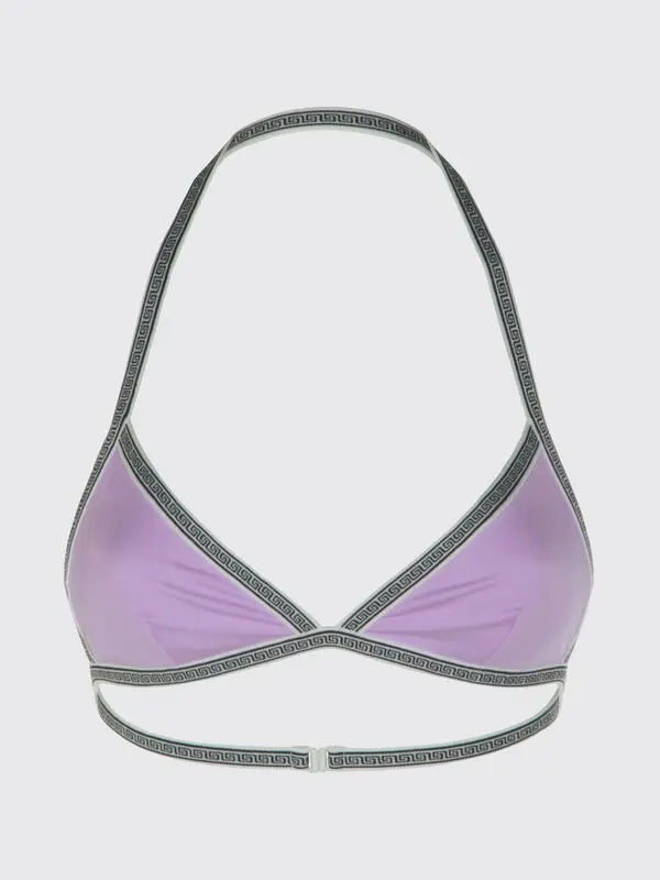 Versace Triangle Bikini Top With Iconic Greca Print