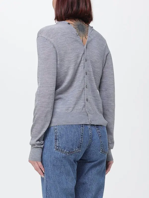 Alexander Wang V-neck Wool Cardigan With Contrast Logo - Grey