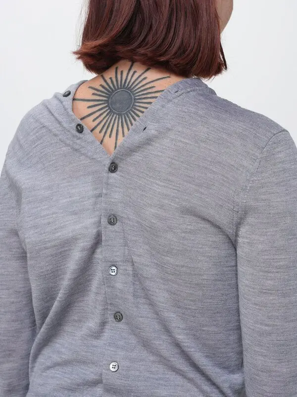 Alexander Wang V-neck Wool Cardigan With Contrast Logo - Grey