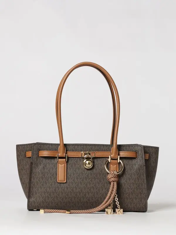 Michael Kors Hamilton Moderne Bag In Coated Cotton With Mk Monogram