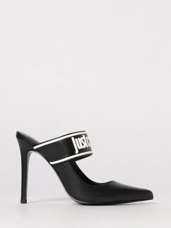 Just Cavalli Leather Mules With Logo