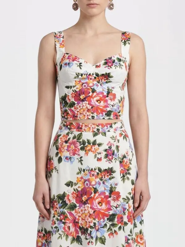 Dolce & Gabbana Floral Print Cotton Bustier Top