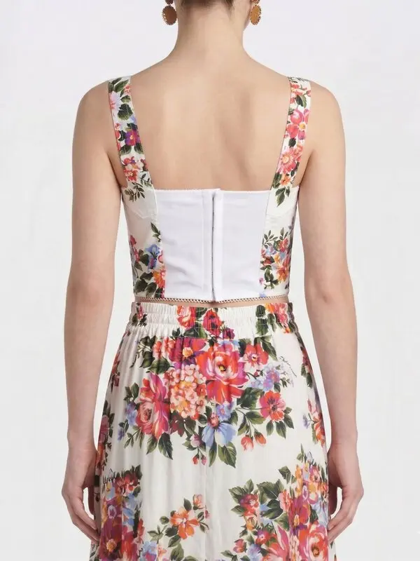 Dolce & Gabbana Floral Print Cotton Bustier Top