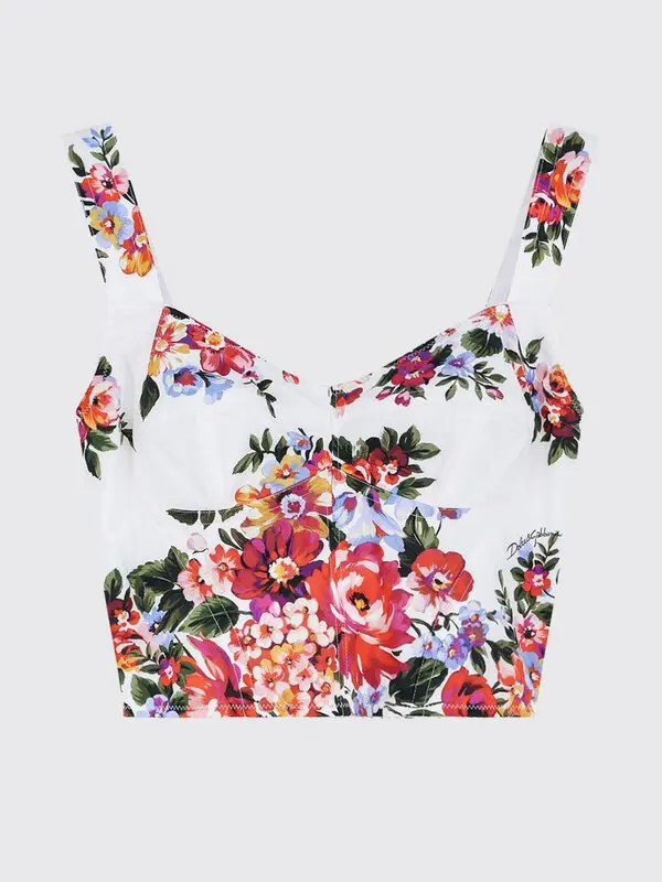 Dolce & Gabbana Floral Print Cotton Bustier Top