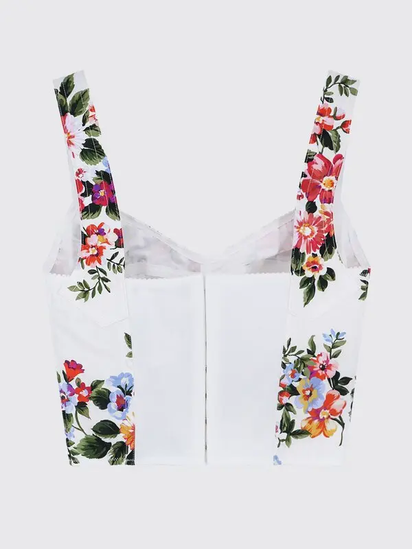 Dolce & Gabbana Floral Print Cotton Bustier Top
