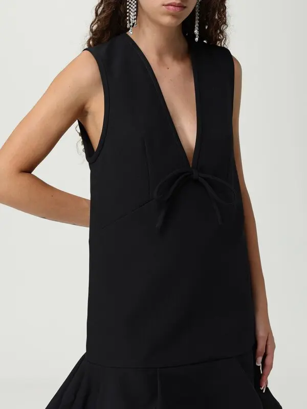 MSGM Sleeveless Mini Dress With V-neck And Bow Detail