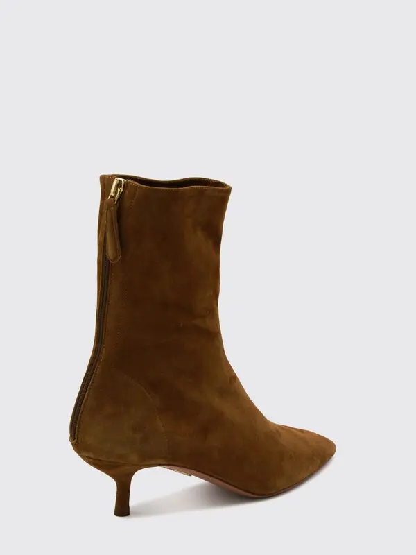 AQUAZZURA Suede Ankle Boots With Spool Heel And Rear Zip Closure - Hazel