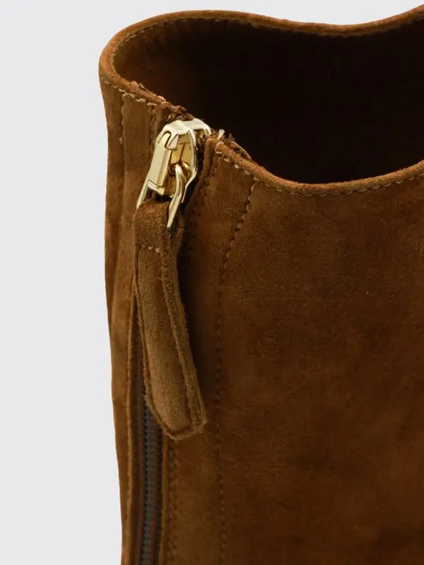 AQUAZZURA Suede Ankle Boots With Spool Heel And Rear Zip Closure - Hazel