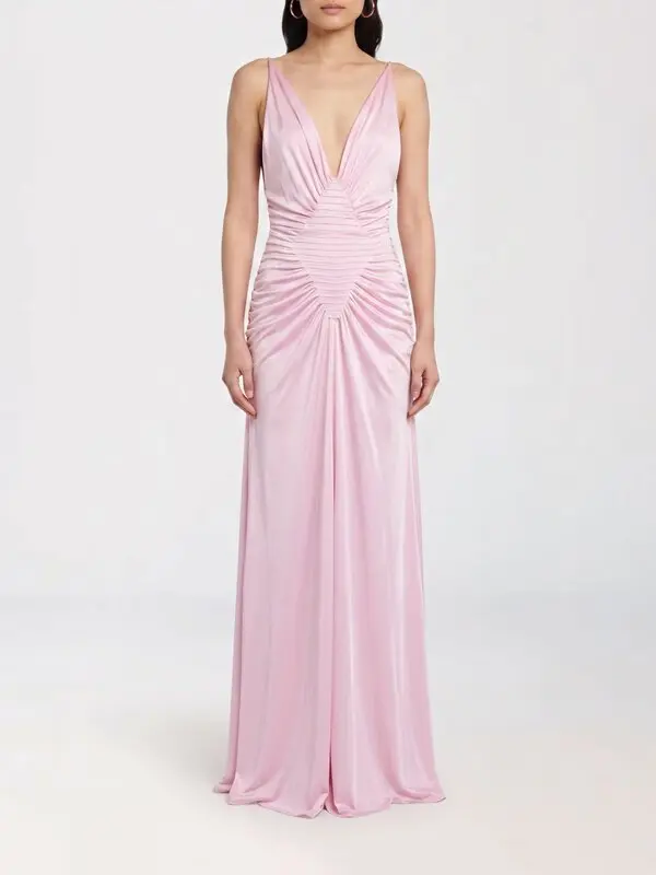 Versace Long Draped Off-the-shoulder Evening Gown - Pink