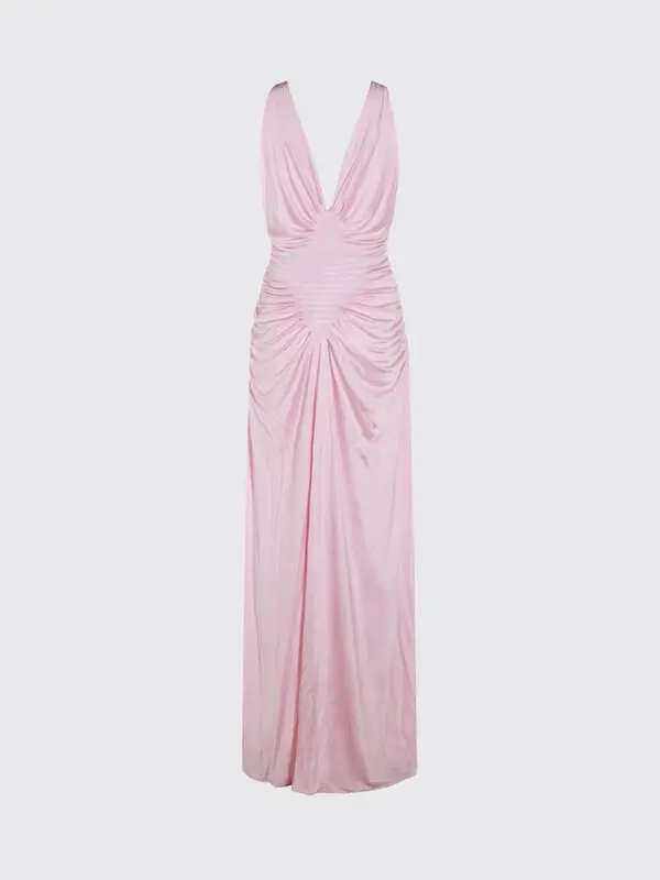 Versace Long Draped Off-the-shoulder Evening Gown - Pink