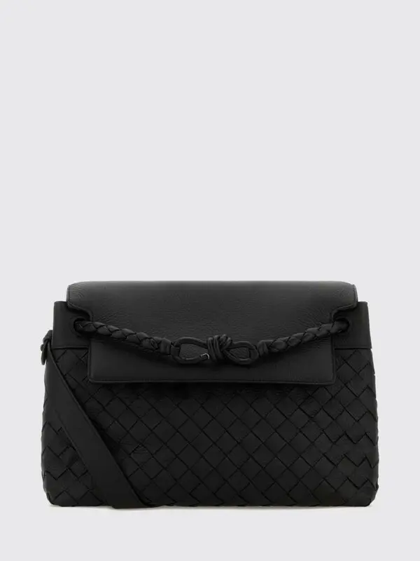 Bottega Veneta Andiamo Woven Leather Messenger Bag - Black