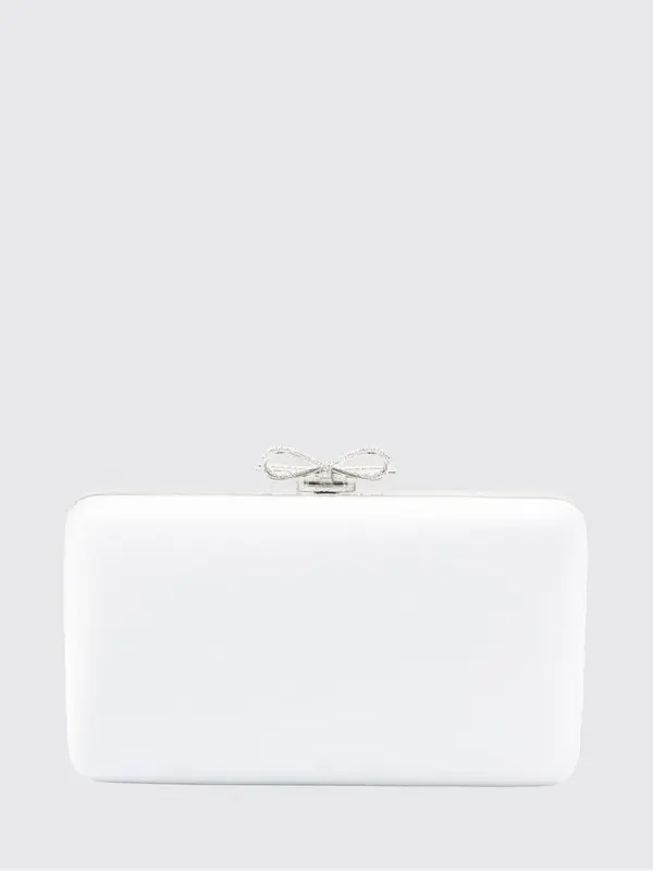 SELF-PORTRAIT Satin Clutch With Crystal Bow And Removable Strap