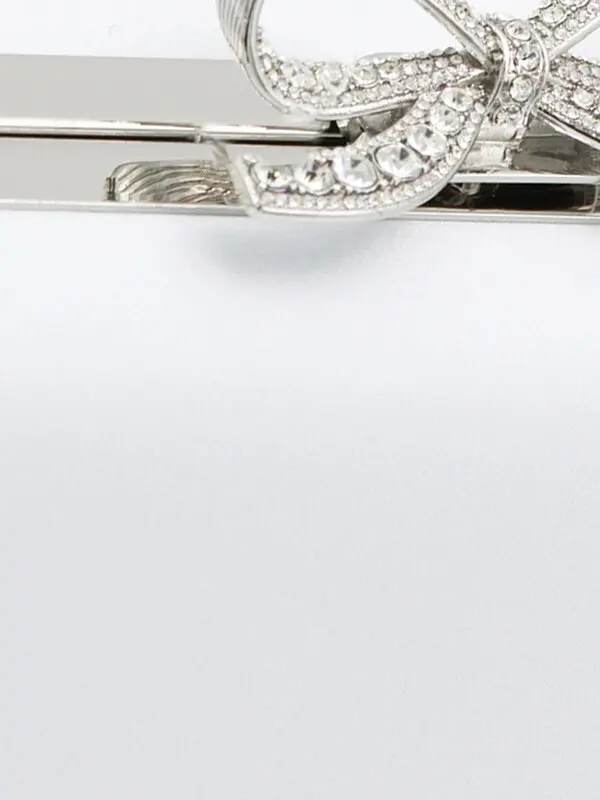 SELF-PORTRAIT Satin Clutch With Crystal Bow And Removable Strap