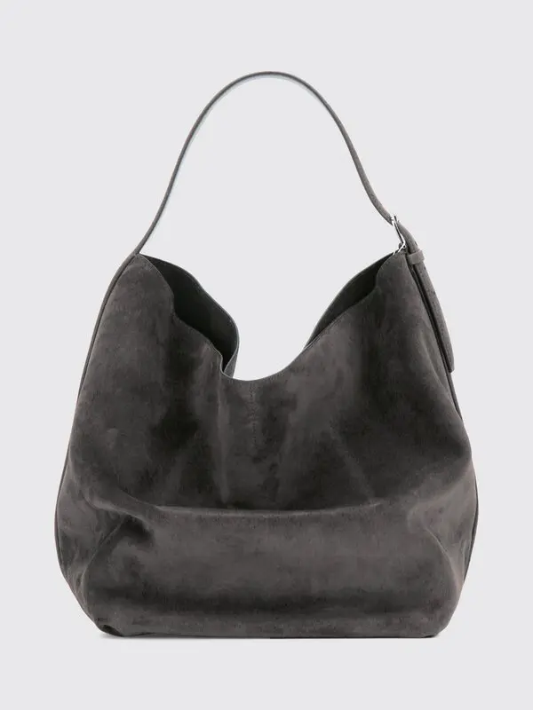 TOTEME Medium Suede Tote Bag With Adjustable Handle And Hook Closure - Grey