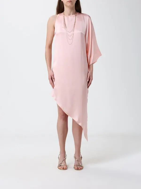 SIMONA CORSELLINI Asymmetric Satin Dress
