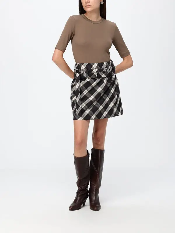 Brunello Cucinelli High-waisted A-line Check Wool-blend Mini Skirt